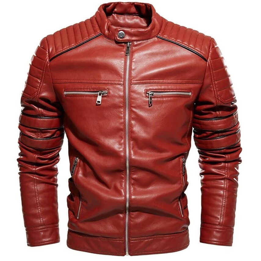 Cafe Racer Red Jacket for Men's Red Leather Jacket - Leather Aesthetics