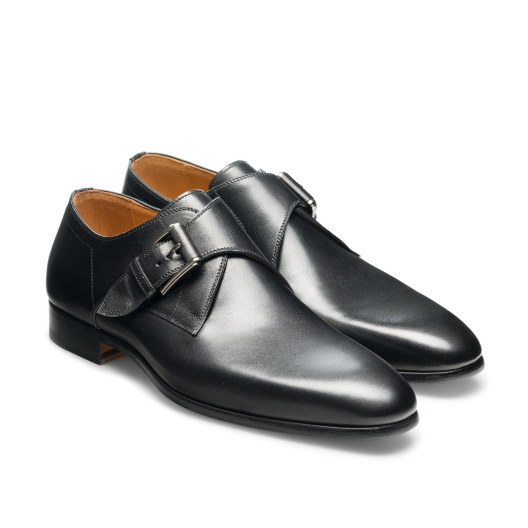 Black Single Monk Shoes for Men's Black Dress Shoes - Leather Aesthetics